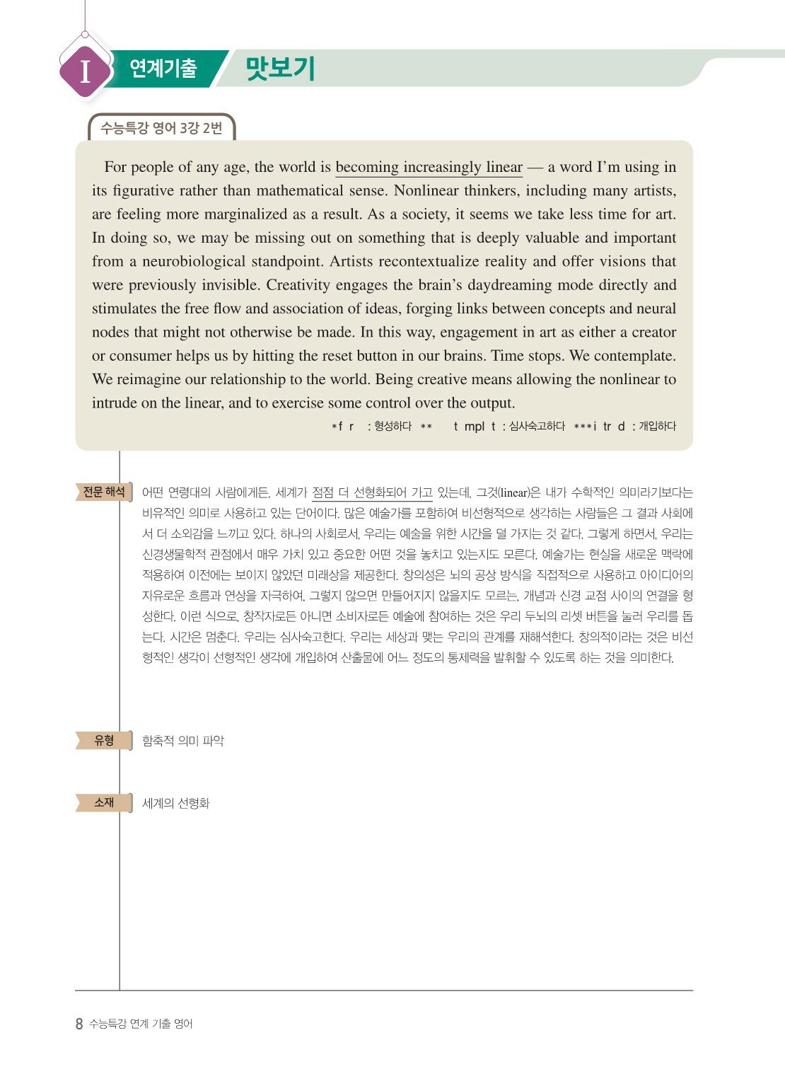 알라딘 미리보기 Ebs 수능특강 연계 기출 영어지문 연계 기출1 영어 2022년