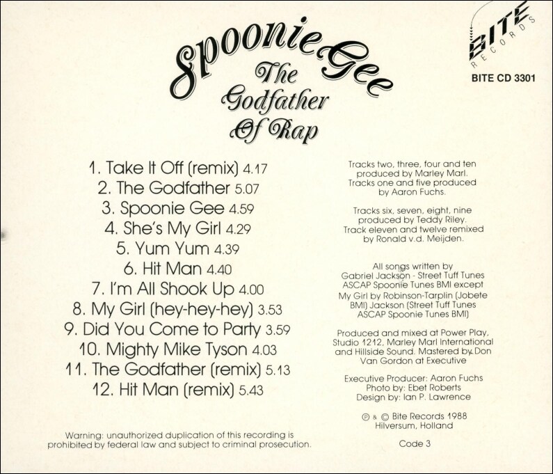 [중고] Spoonie Gee (스푸니 지) - The Godfather Of Rap(Holland발매) | Spoonie ...