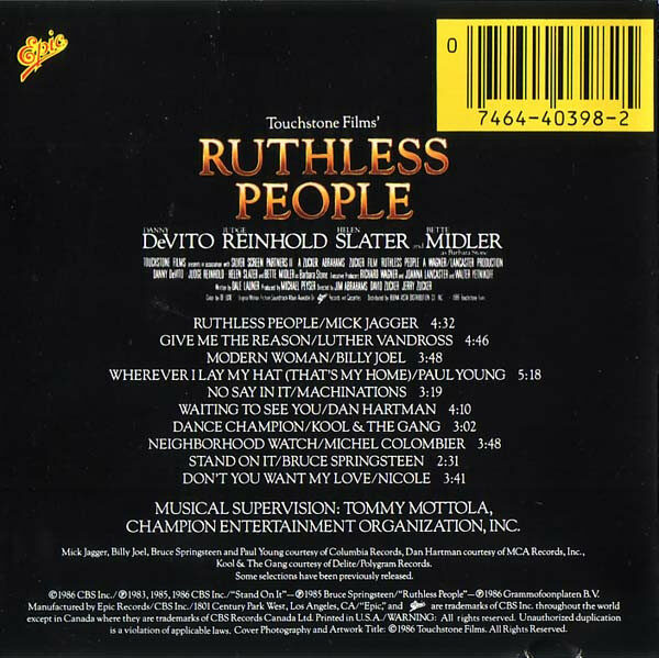 [중고] [수입] Ruthless People (The Original Motion Picture Soundtrack) | 알라딘