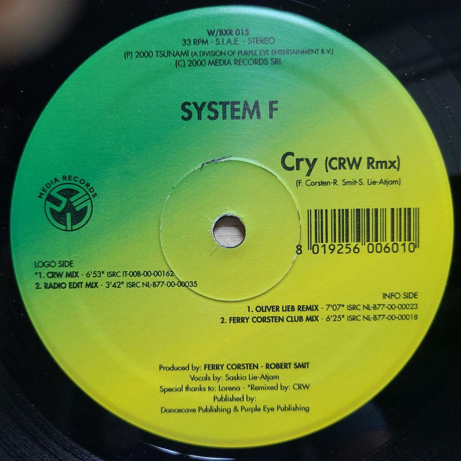 알라딘: [중고] [수입] System F – Cry (Remixes) [LP]
