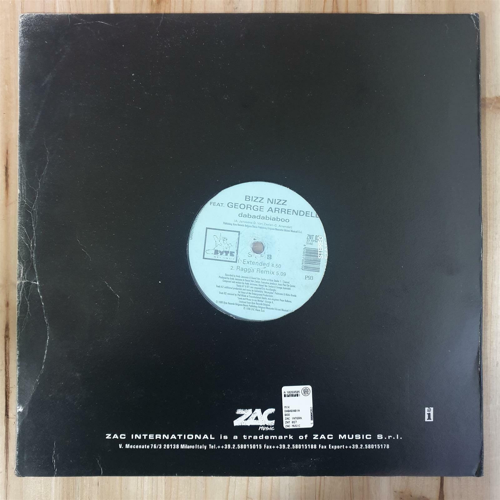 [중고] [LP DJ용] Bizz Nizz Feat. George Arrendell – Dabadabiaboo | Bizz ...