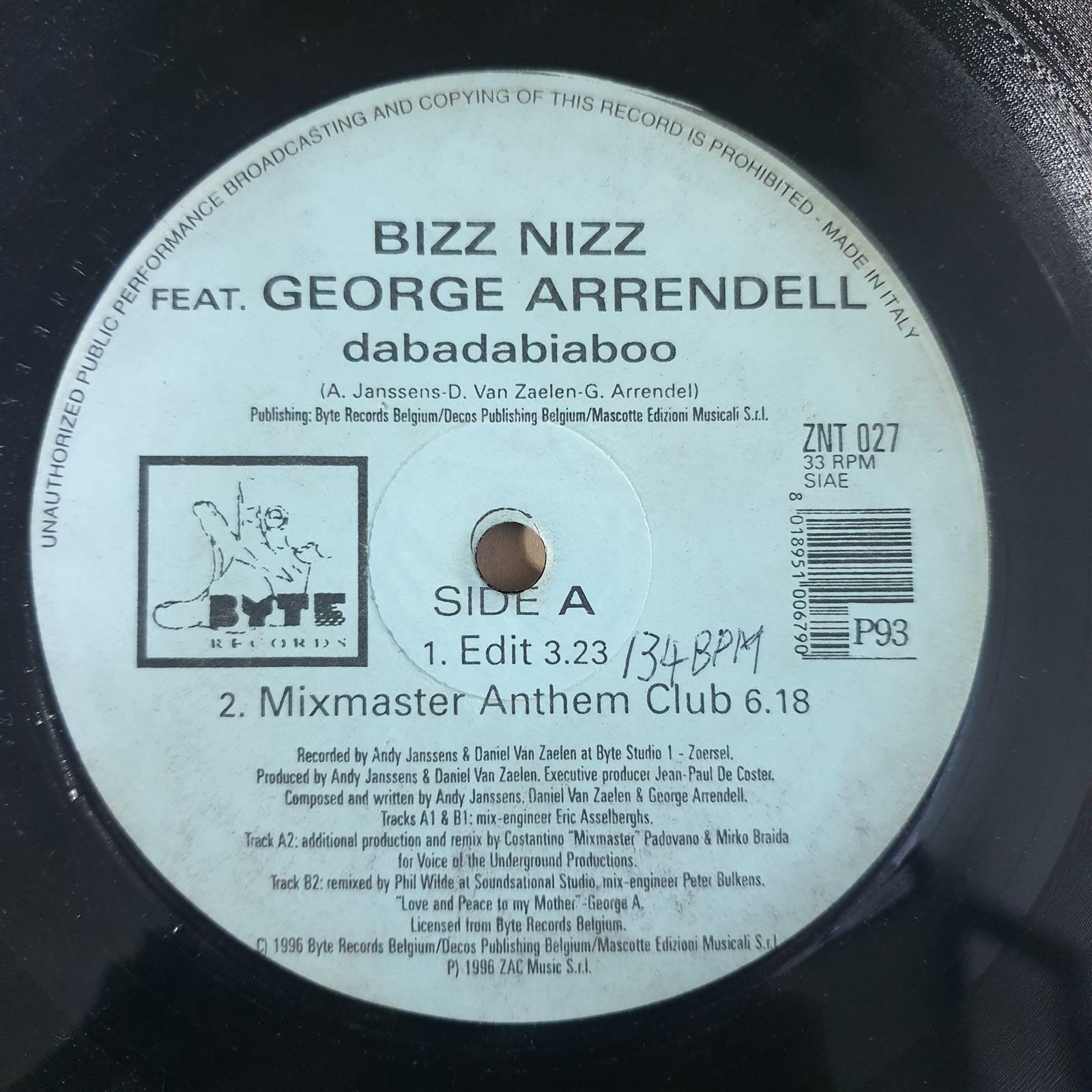 [중고] [LP DJ용] Bizz Nizz Feat. George Arrendell – Dabadabiaboo | Bizz ...